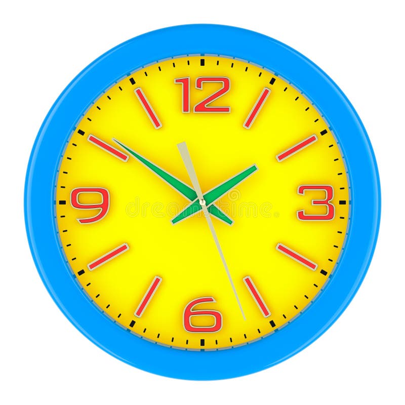 Wall Clock Closeup, Front View. 3D Rendering Stock Illustration ...