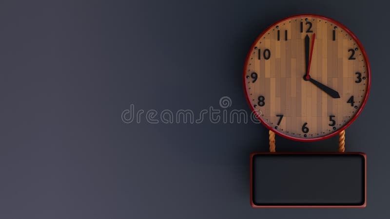 Wall Clock with Dark Grey Background Stock Photo - Image of light, work ...