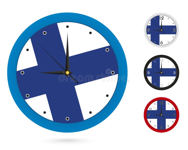 Wall Clock Design with National Flag of Finland. Four Different Design ...