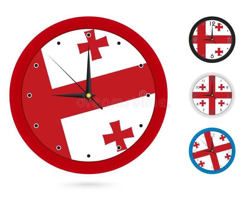 Wall Clock Design with National Flag of Georgia. Four Different Design ...