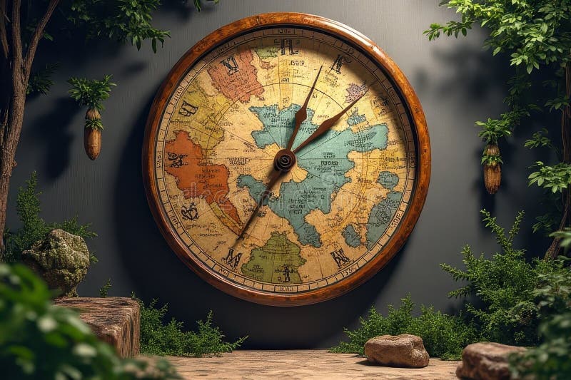 Wall Clock Designs Inspired by Fantasy Maps Stock Illustration ...
