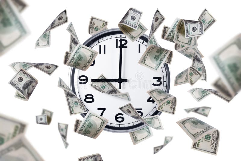 Businessman Holding Money and Clock. Time is Money Concept Stock Photo ...