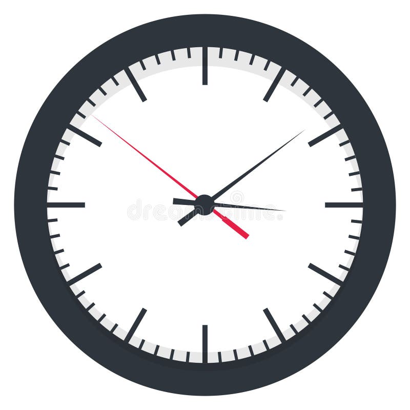 Wall Clock. Clock Face Showing Time. Black Wall Office Clock Icon Set ...