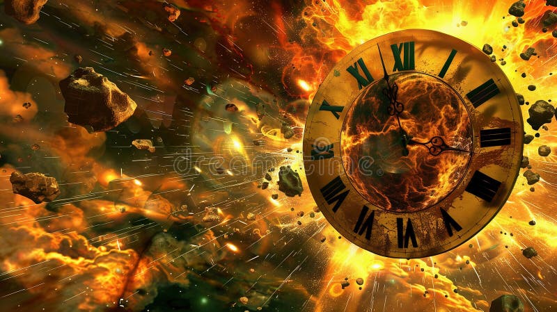 Wall Clock on Fire. Time Explosion Stock Image - Image of pressure ...