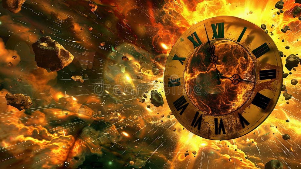Wall Clock on Fire. Time Explosion Stock Image - Image of pressure ...