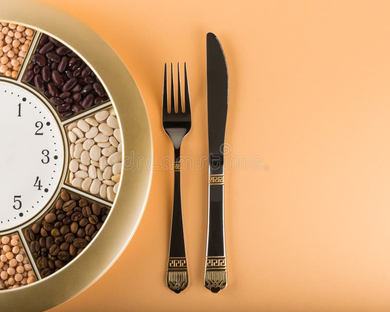 Wall Clock, Fork and Knife. Time for Dinner! Stock Image - Image of ...