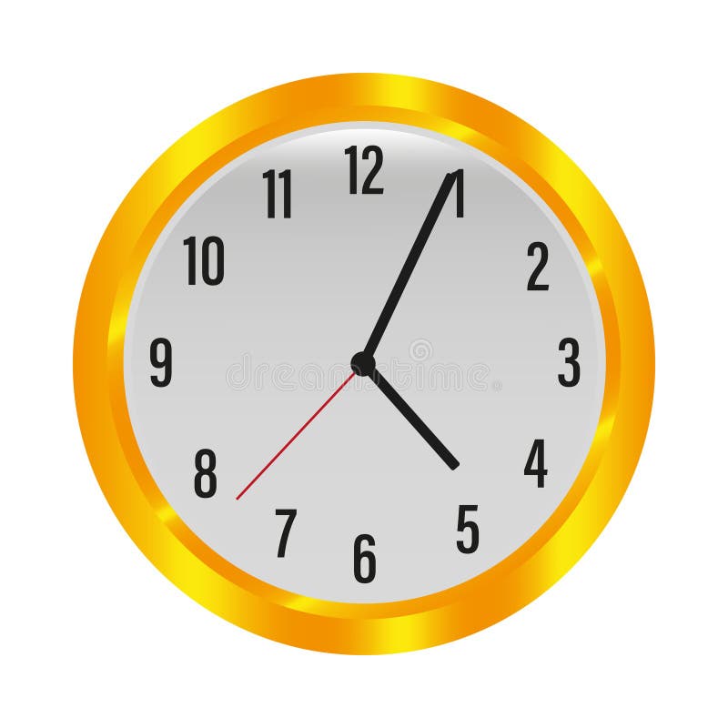 Wall Clock. Gold Frame. Time Concept. Vector Illustration Stock ...