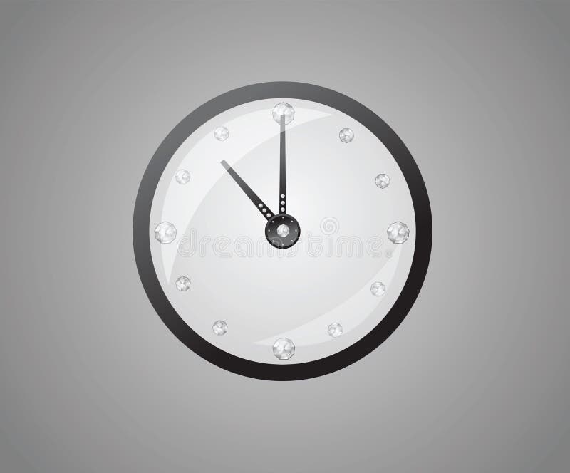 Wall Clock on a Grey Background with Crystals Stock Illustration ...