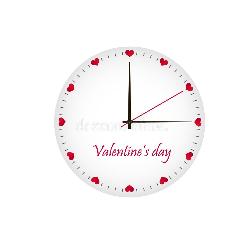 Wall Clock with Hearts. Valentine`s Day. Vector Stock Vector ...