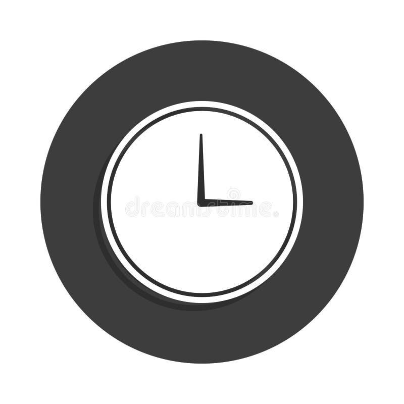 Wall Clock Icon in Badge Style with Shadow Stock Illustration ...