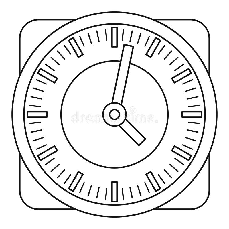 Wall Clock Icon, Outline Style. Stock Illustration - Illustration of ...