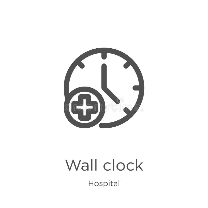 Wall Clock Icon Vector from Hospital Collection. Thin Line Wall Clock ...