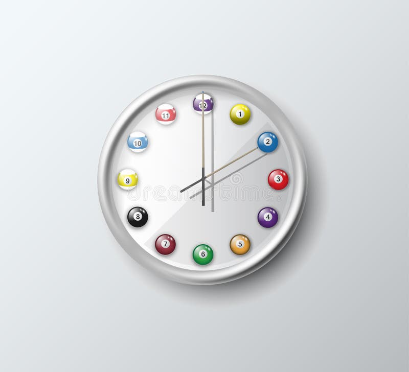 Wall Clock Isolated Billiard Stock Vector - Illustration of home ...