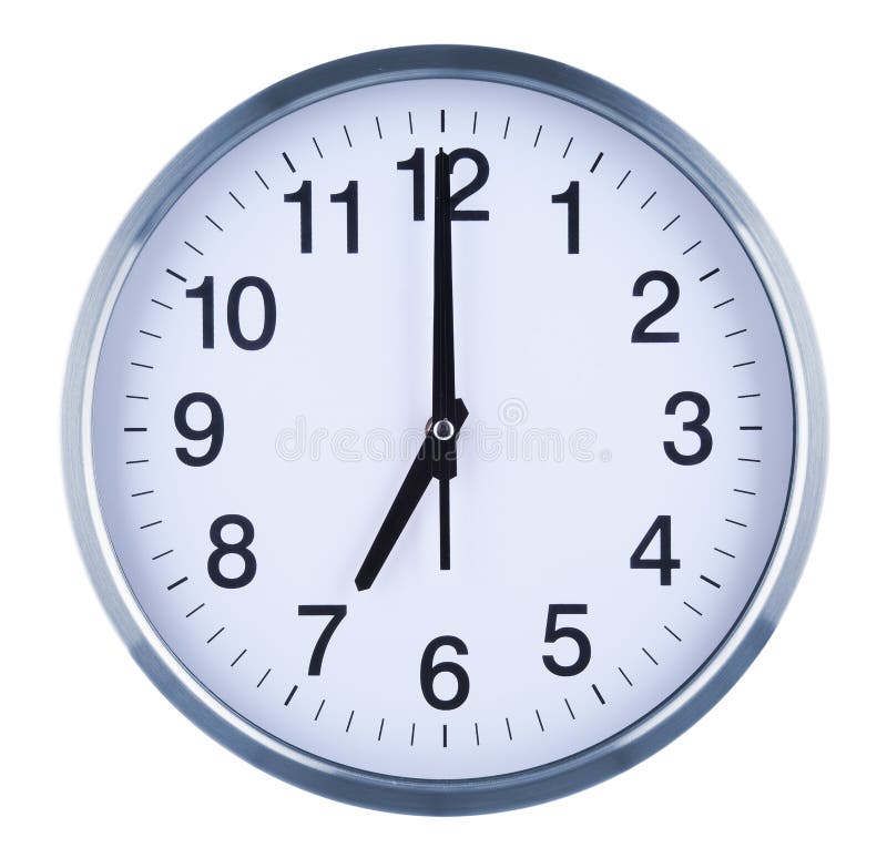 Wall Clock Isolated On White Background. Seven Oclock Stock Image ...