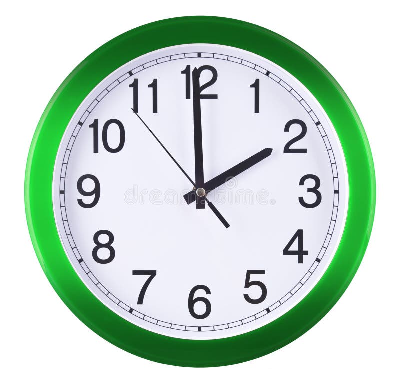 Wall Clock on White Background. Twelve O Clock Stock Photo - Image of ...