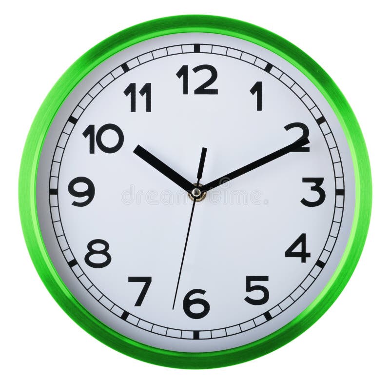 Wall Clock Isolated On White. Ten Past Ten. Stock Image - Image of ...