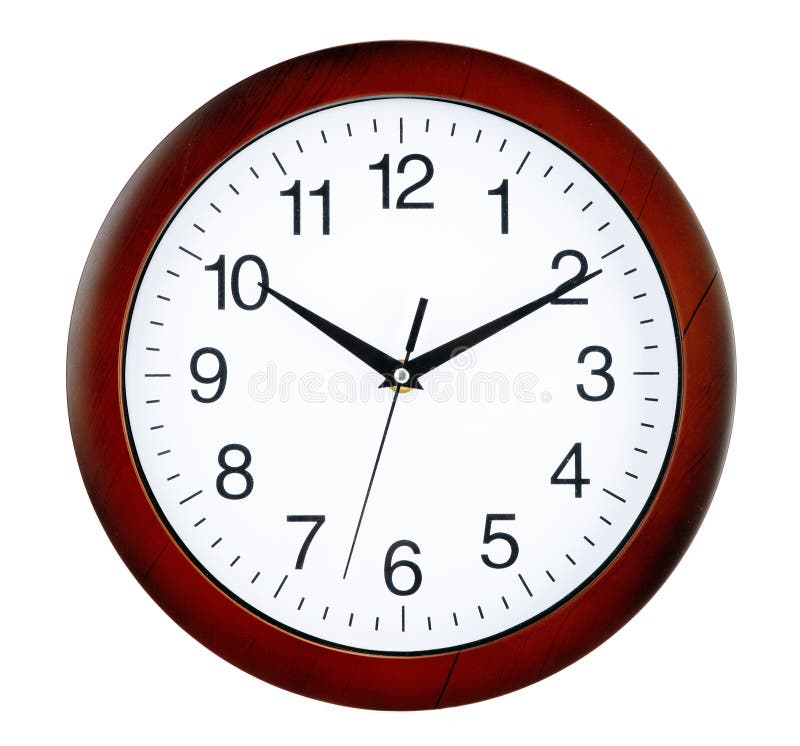 Wall Clock Isolated on White. Ten Past Ten Stock Image - Image of ...
