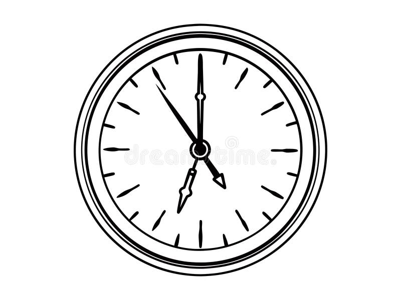 Wall Clock Line Art Silhouette Vector Stock Vector - Illustration of ...