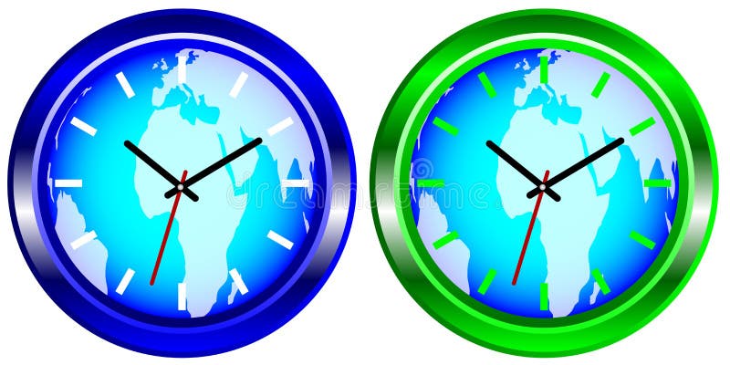 Wall Clock with Map of World Stock Vector - Illustration of icon ...