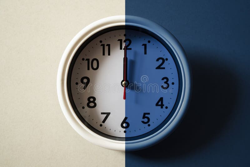 Wall Clock at Midday and Midnight Stock Image - Image of midnight ...