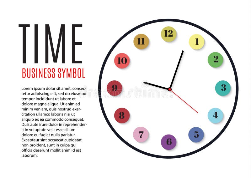 Wall Clock Office. Template Design in Vector Closeup. the Layout for ...