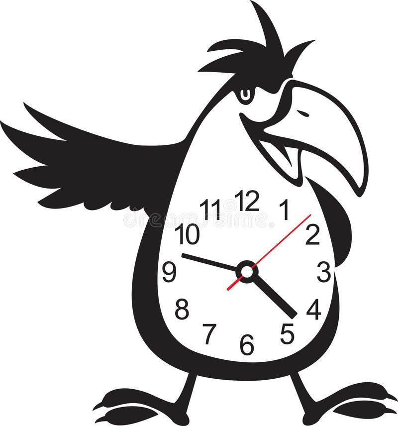 Wall Clock Parrot Sticker. Vector Illustration Stock Illustration ...