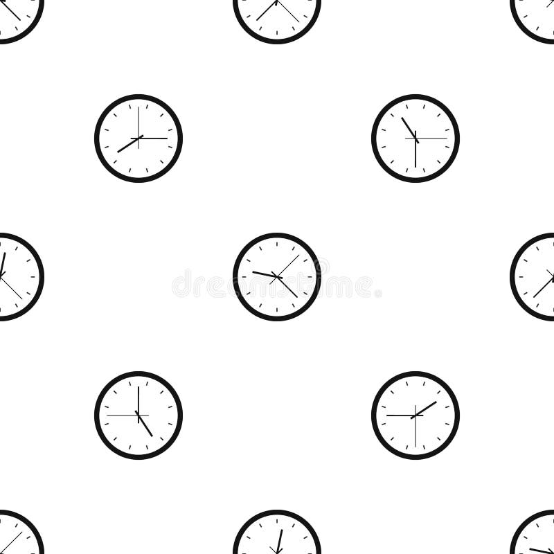 Wall Clock Pattern Seamless Black Stock Vector - Illustration of home ...