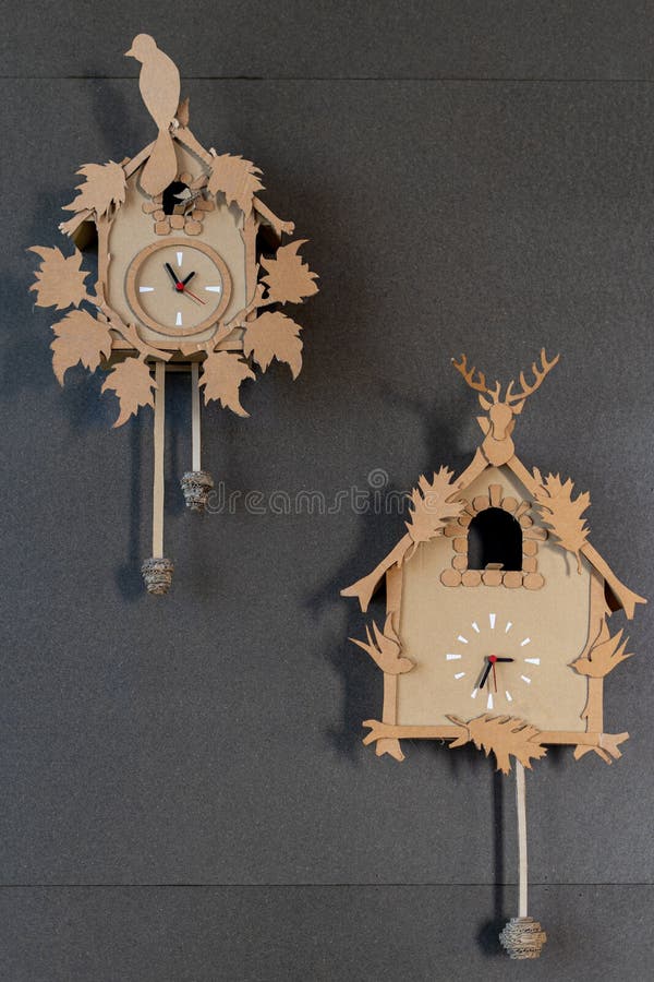 Wall Clock with Pendulum and Manual Ornamentation Built in Cardboard ...