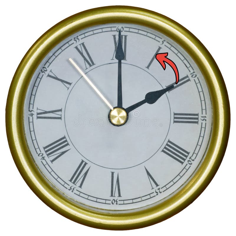 Wall Clock with Red Arrow Showing when To Set Clocks Back 1 Hour for ...