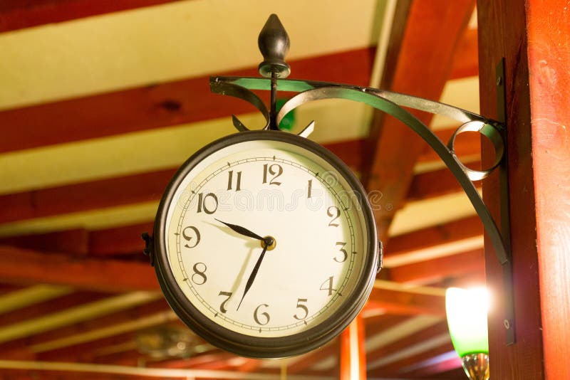 Wall Clock at the Restaurant Stock Photo - Image of retro, traditional ...