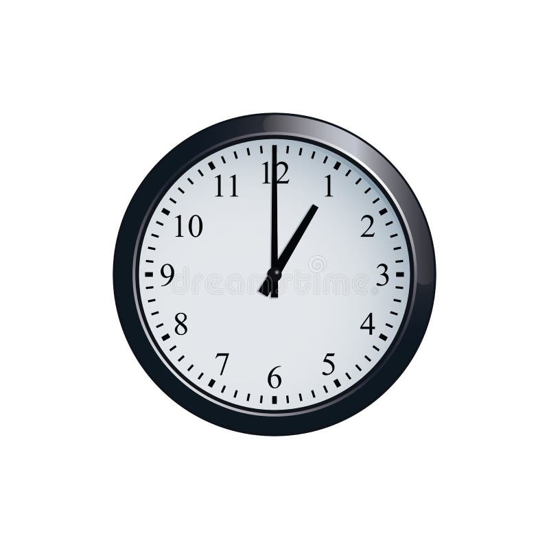 Wall Clock Set at 1 O`clock Stock Illustration - Illustration of hands ...