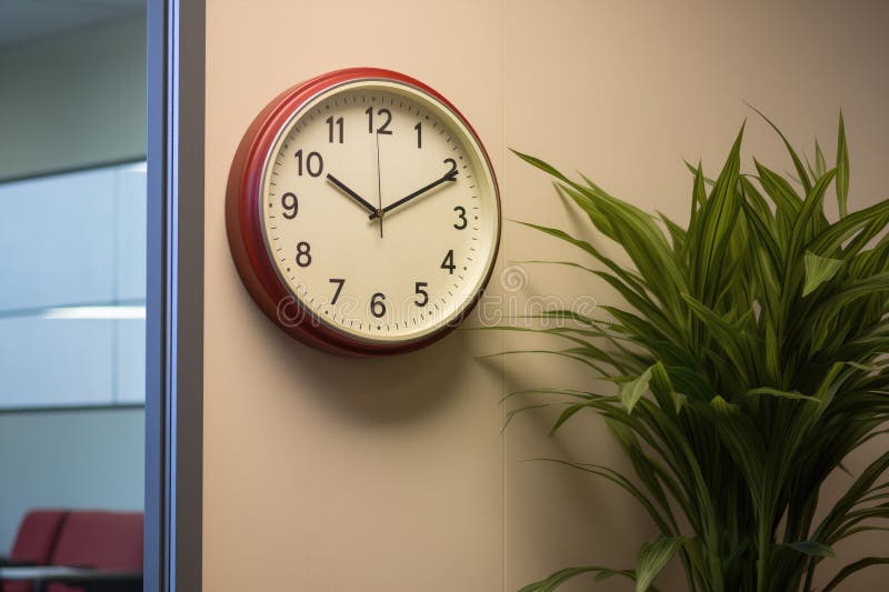 A Wall Clock Showing Five Oclock in a Modern Office Stock Image - Image ...