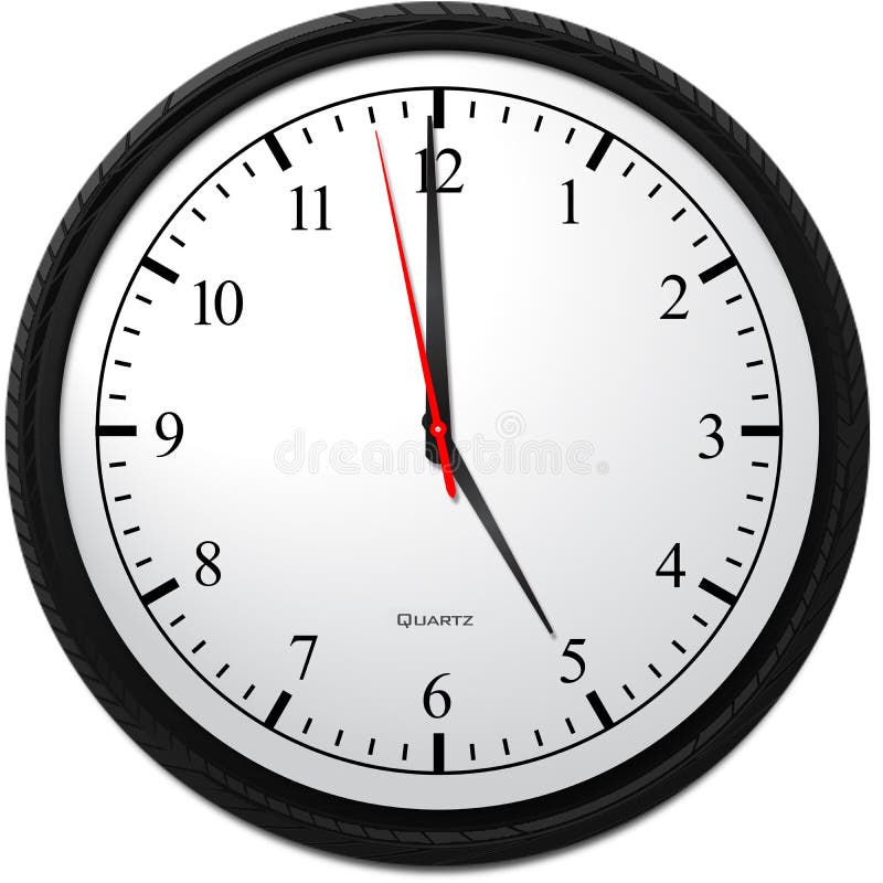Office clock 5 o clock stock illustration. Illustration of object - 2332269