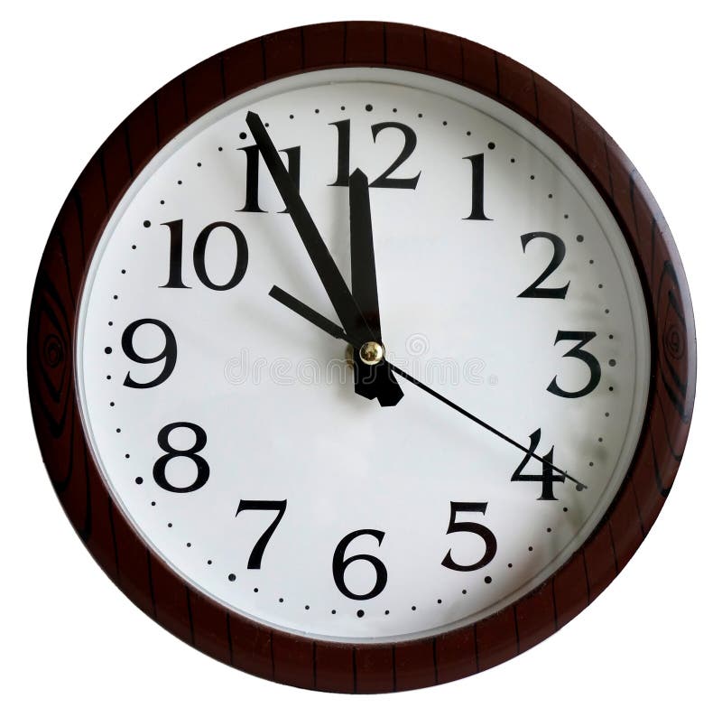 Round Office Wall Clock On White, Midnight Or Midday Stock Image ...