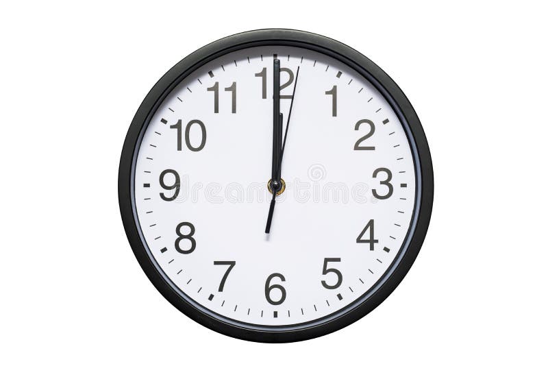 Wall Clock Shows Time 12 O`clock on White Isolated Background. Round ...