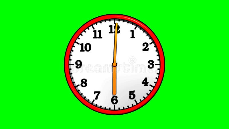 Wall Clock with Spinning Minute and Hour Hands on a Green Screen ...