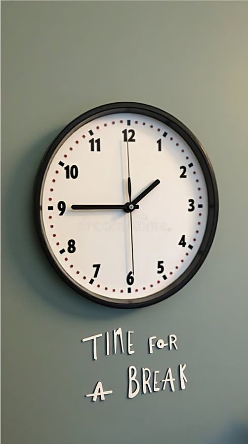 Wall Clock with Text Reading Time for a Break Stock Illustration ...
