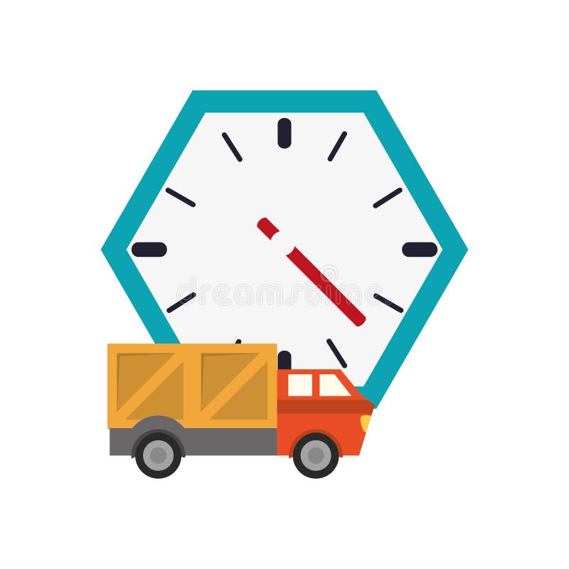 Wall Clock and Truck Van Icon Stock Vector - Illustration of circle ...