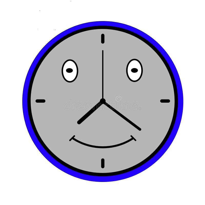 Wall Clock Vector Icon with Smile Simple Flat Design Illustration Stock ...