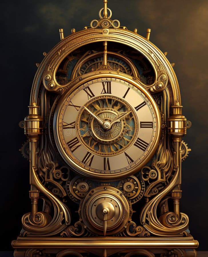 Wall Clock with Wooden Dial Bezel and Metal Case, Isolated on a Brown ...