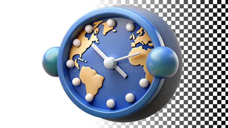 Wall Clock with World Map Timekeeping Decor Png Transparent Image ...