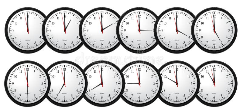 Wall Clocks - Showing All Time Stock Illustration - Illustration of ...