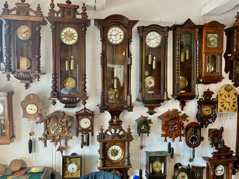 A Wall of Clocks with Some of Them Being Antique Editorial Photography ...