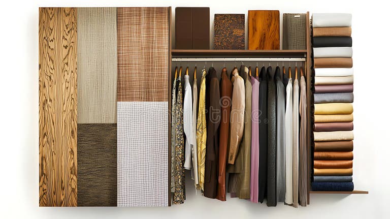 A Wall of Clothes and Wood Panels with a Variety of Colors and Patterns ...