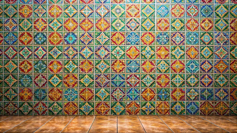 Wall Colored Tile with Pattern Background Wallpaper AI Generative Stock ...