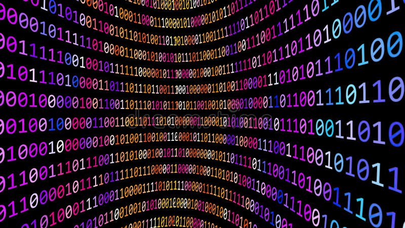 Wall of Colorful Binary Data Stock Illustration - Illustration of wall ...