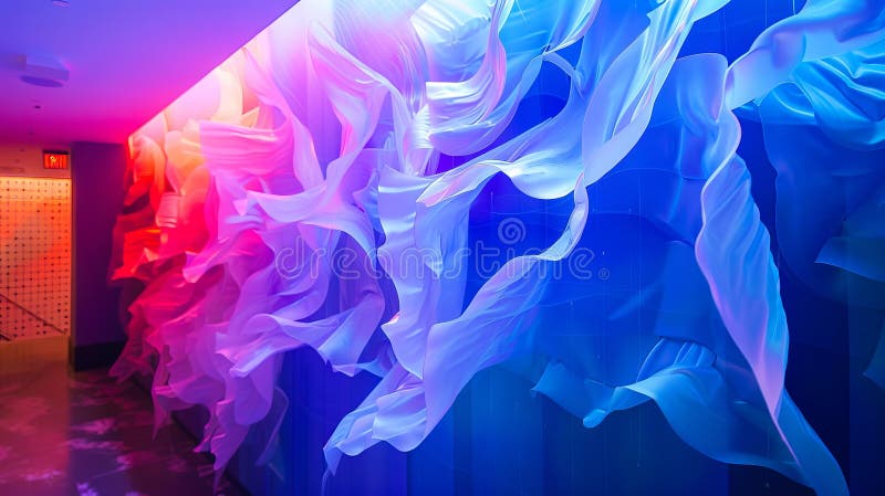 A Wall with Colorful Fabric and Lights Stock Image - Image of color ...