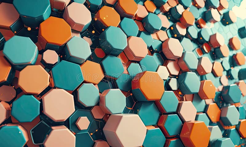 A Wall of Colorful Hexagonal Tiles is Shown in this Image, with a Blue ...