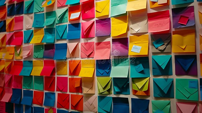 A Wall of Colorful Paper Notes with Sticky Notes Stock Photo - Image of ...