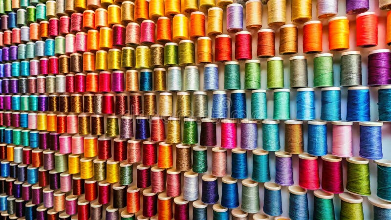A Wall of Colorful Thread Spools for Embroidery AI Generative Stock ...